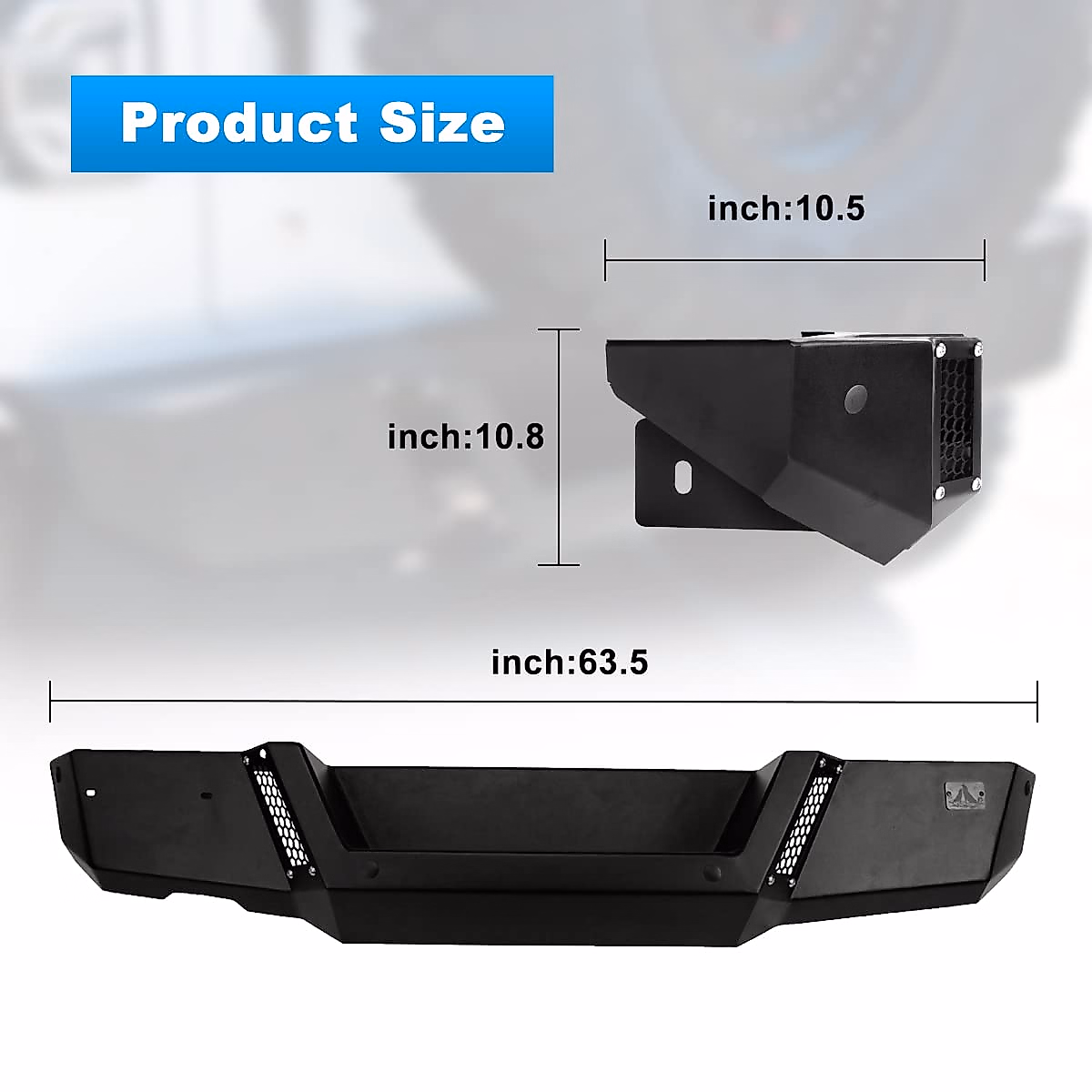 Rear Bumper Fit for 2018 2019 2020 2021 2022 2023 2024 Jeep Wrangler JL/JLU 2&4 Doors Full Width Offroad Back Bumper with OEM Reverse Sensor Holes Replacement Exterior Accessories