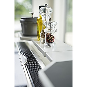 Yamazaki Home Expandable Stovetop Rack, 31.5 in L x 22 lb Capacity, Steel and Silicone