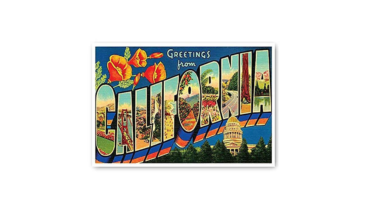California Postcard Set of 20 Unique Designs - Made in USA