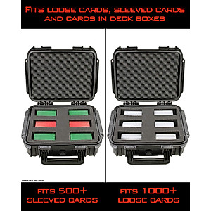 CASEMATIX Waterproof Trading Card Case for 1000+ Cards - Hard Shell Trading Card Box with Customizable Foam Compatible with Magic The Gathering, Cards Against Humanity, PSA Sports Cards & More