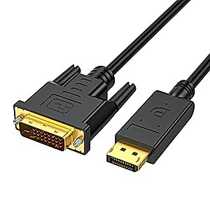 URELEGAN DisplayPort to DVI Cable 6 Feet, Display Port DP to DVI-D Cable Adapter High Speed Male to Male Cord Compatible with PC, Laptop, HDTV, Projector, Monitor and More