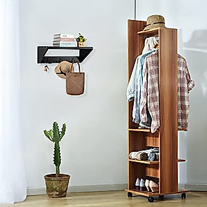 MaxGear Towel Racks for Bathroom, Towel Holder Wall Mounted, Bathroom Shelf Decor, Hanging Bathroom Rack with 3 Double Hooks, Farmhouse Toilet Shelf Black Towel Hanger, Bathroom Organizer and Storage