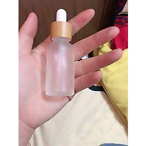 4 Pcs Bamboo Frosted Glass Eye Dropper Bottle,Empty Essential Oil Bottles With Pure Glass Pipettes,Bamboo Cap Makeup Travel Cosmetic Sample Container-Pipette&Funnel included (30ml/1 Ounce)