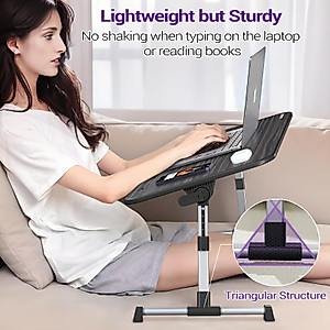 NEARPOW Laptop Bed Tray Table, Adjustable Laptop Bed Stand, Portable Standing Table with Foldable Legs, Foldable Lap Tablet Table for Sofa Couch Floor - Medium Size