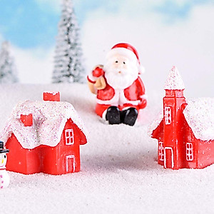 SEWACC 8pcs Christmas Indoor Decoration Christmas Tree Ornaments Christmas Houses Christmas Desktop Decor for Miniature DIY Snow Globe Kit Desktop Decoration Red Crafts Candy