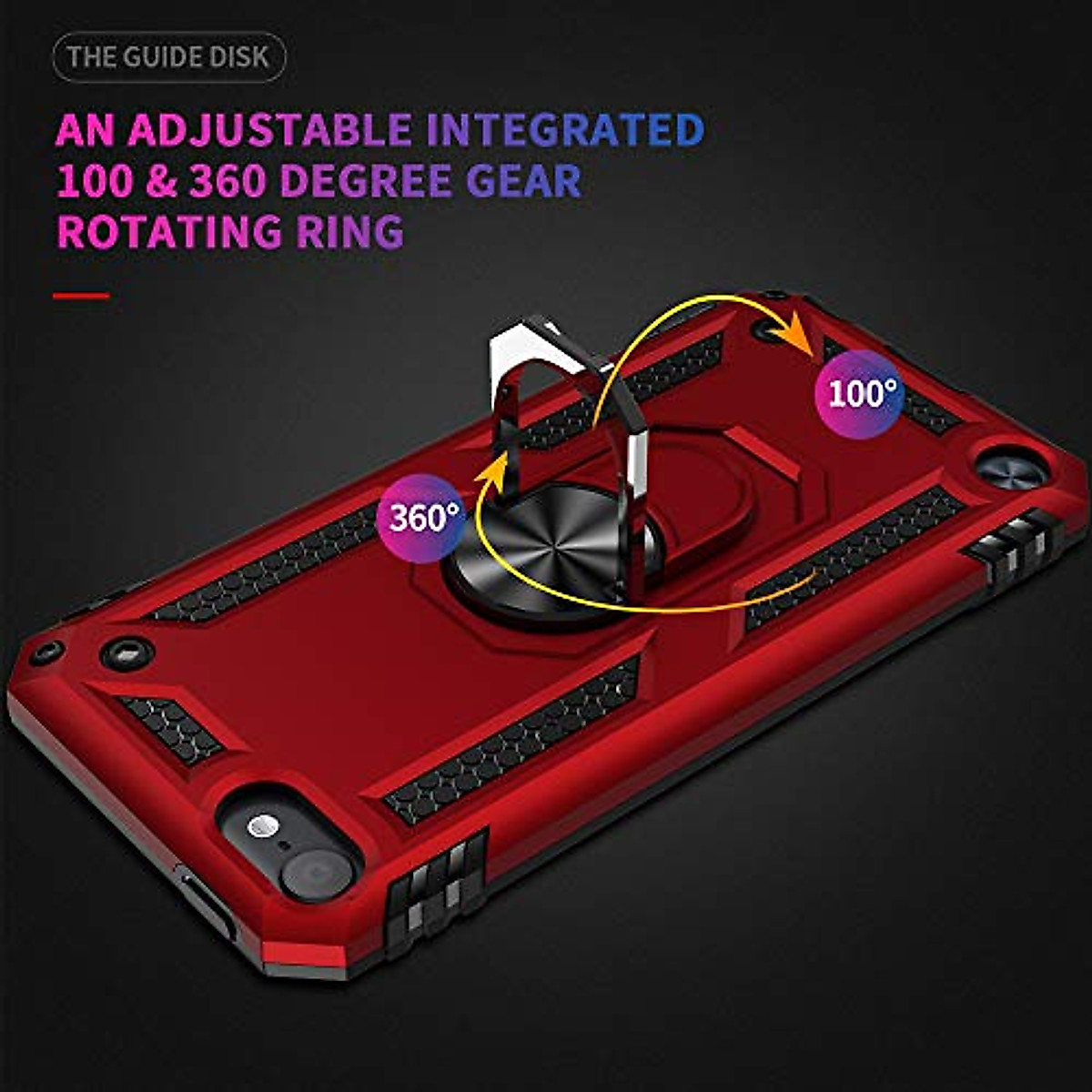ULAK Compatible with iPod Touch 7 Case/iPod Touch 6 Case with 2 HD Screen Protectors, Hybrid Rugged Shockproof Cover with Built-in Kickstand for iPod Touch 7th/6th/5th Generation (Red)