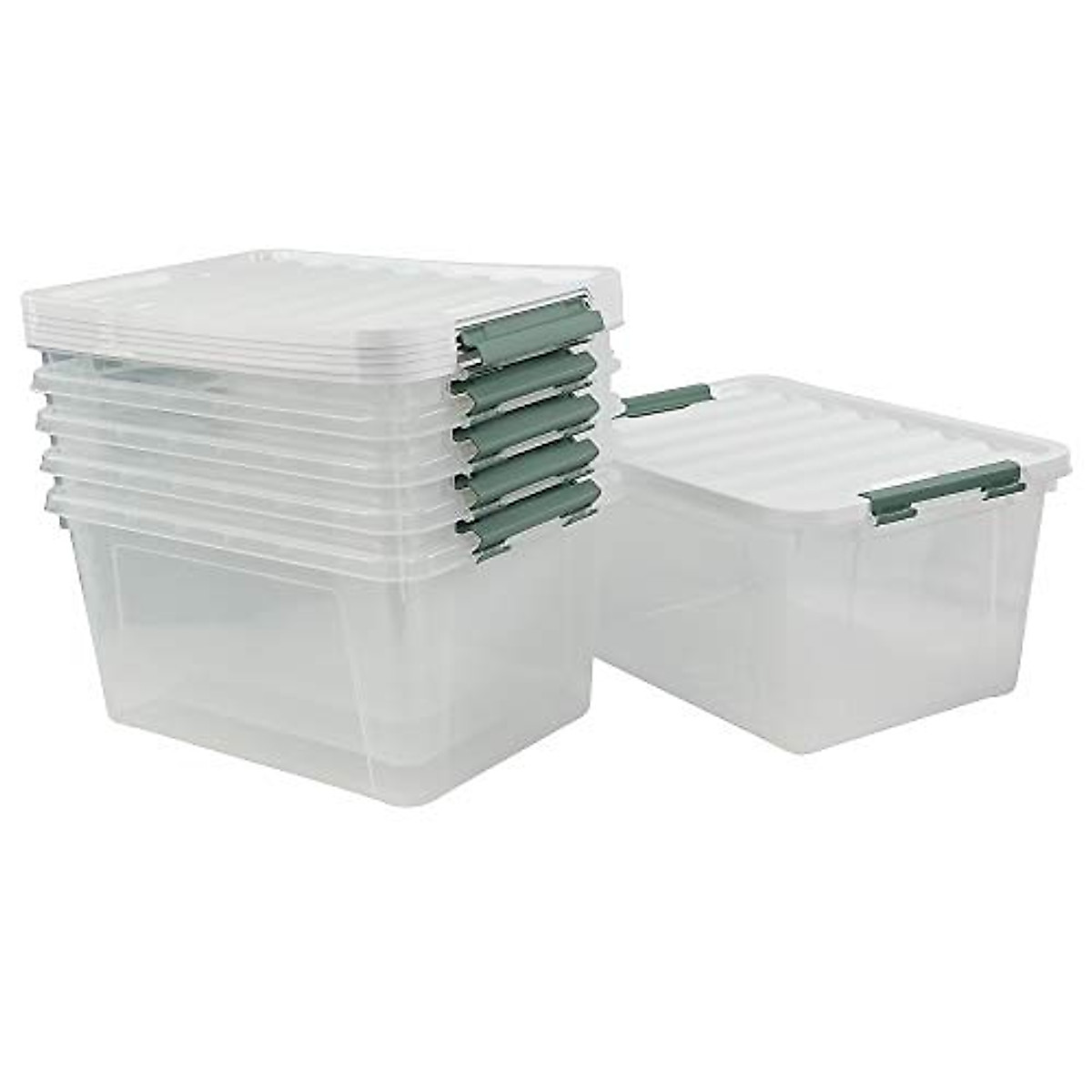 Saedy 6 Pcs Large Clear Storage Box, 35 Qt Plastic Bins with Lids for Versatile Storage