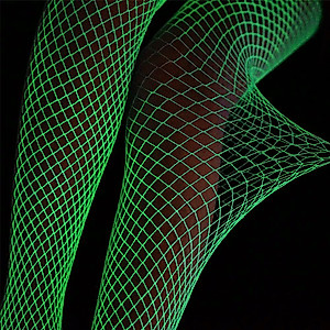 Glamorstar Glow in the Dark Fishnet Stockings for Women Luminous Hollow Out Pantyhose Tights Stockings White