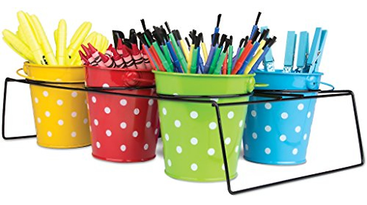Teacher Created Resources Polka Dot Buckets & Caddy Set - Classroom ...