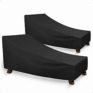 CKCLUB Patio Chaise Lounge Covers Waterproof Outdoor Lounge Chair Cover Heavy Duty UV Resistant for Outdoor Pool Lounge Chair 2 Pack Black - 86L x 35W x 32H inch