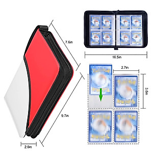 Carrying Case Binder Fit for Pokemon Cards, Trading Card Binder Holds Up to 400 Standard Size Cards, Famard Card Sleeves with 50 Premium 4-Pocket Pages