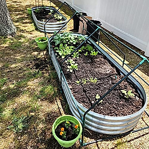 Raised Garden Bed Galvanized Planter Box Outdoor, Rot-Resistant Metal Garden Bed Planter for Vegetables Flower Herb (Silver)