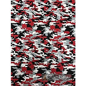 100% Cotton Quilt Prints Fabrics Camouflage / 45" Wide/Sold by The Yard (Real Red)