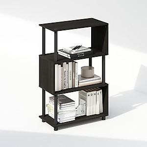Furinno Reed 4-Tier S-Shaped Bookcase, Bookshelf, Espresso