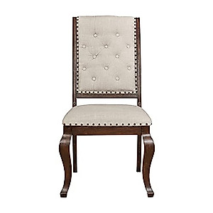 Coaster Furniture Glen Cove Dining Chairs with Button Tufting and Nailhead Trim Antique Java and Cream (Set of 2) 110312