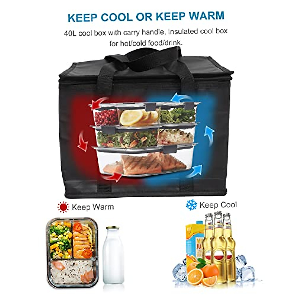 STOBAZA Insulation Bags Foldable Shopping Bag Grocery Shopping Bags Foldable Lunch Bag Catering Bag Large Insulated Lunch Bag Reusable Grocery Bags Restaurant Insulated Bag Cooler Bag Food