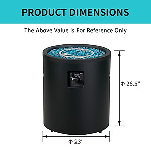BALI OUTDOORS Gas Fire Pit Propane Fire Column, 23 Inch Cylinder Firepit, 50,000BTU Round Fire pits, Patio Fire Place W/ 22lb Blue Fire Glass, Black