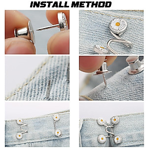 RONYOUNG 60PCS Pant Waist Tightener, Adjustable Waist Buckle Set Jean Buttons for Loose Jeans Pants Clips for Waist Pins No Sewing Brooch Tightening Waistband Tightener for Pants Jeans Skirts (10sets)