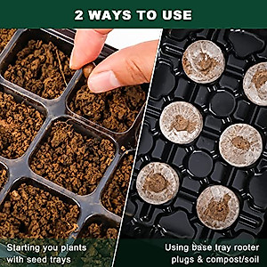 JERIA 12 Packs 144 Cells Seedling Starter Trays,Seed Starter Tray Seed Starter Kit with Humidity Adjustable Dome,Plant Germination Trays and Plant Starter Kit for Seeds Growing Starting (Black)
