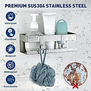 HCHANGEN Shower Caddy, Self Adhesive Shower Caddy for Bathroom, Stainless Steel Bathroom Shelves for Toilet, No Drilling Shower Rack