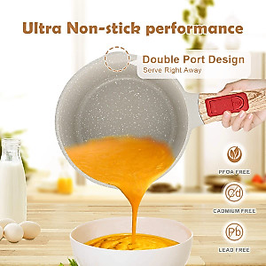 Bobikuke 1.8 Quart Saucepan with Lid, Nonstick Sauce Pan Small Soup Pots for Cooking, Sauce Pot with Lid Compatible for All Stoves, Milk Pan with Removeable Handle, Oven& Dishwasher Safe(White)