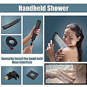 Aolemi Rainfall Shower System 8 Inch Matte Black Shower Head Combo Set with Tub Filler Handheld Shower Luxury Rough-in Valve Included Wall Mount Bathroom Shower Mixer Faucet