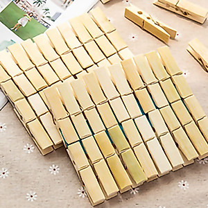 Pack of 20 clothes pegs made of bamboo, wooden pegs, clothes pegs with windproof clothes pegs, large wooden clothes pegs, wooden clothes pegs for hanging clothes and handicrafts, Clothes peg bamb