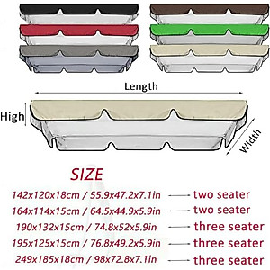 BTURYT Swing Top Replacement Canopy Cover, Outdoor Patio Swing Canopy Replacement Top Cover, 210DWaterproof Oxford Cloth Canopy Replacement Cover for 2/3-Seater-Swing Chair