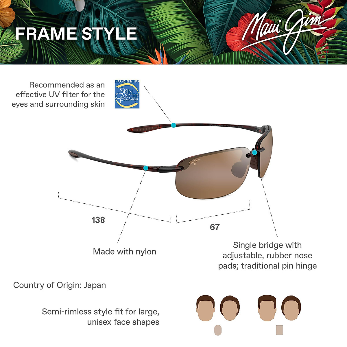 Maui Jim Hookipa XLarge Oval Sunglasses, Tortoise/Hcl Bronze Polarized, Extra Large