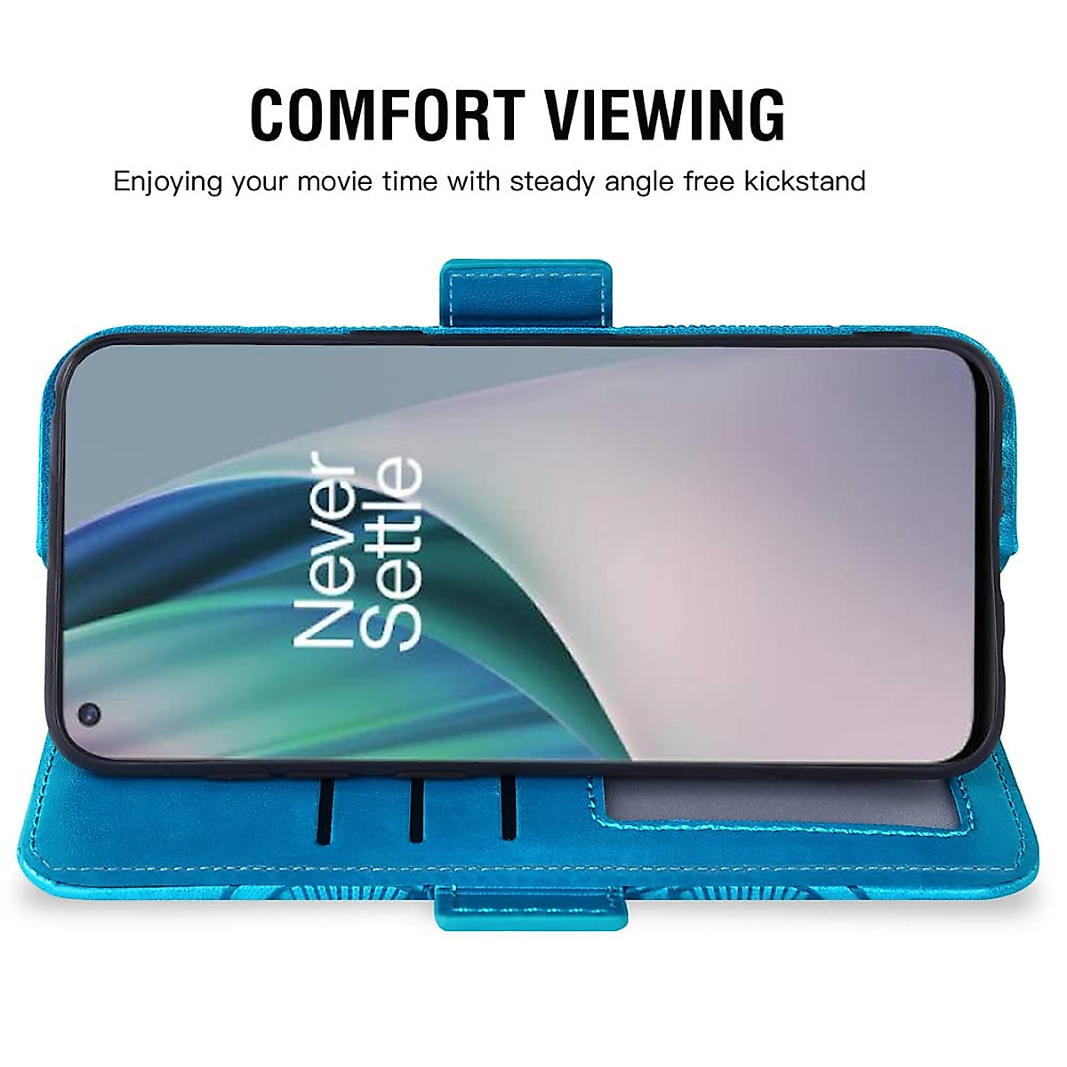 Asuwish Compatible with OnePlus Nord N10 5G Wallet Case and Tempered Glass Screen Protector Flip Cover Card Holder Cell Phone Cases for One Plus N 10 G5 1 Plus 10N 1plus One+ 1+ N105G Women Men Blue