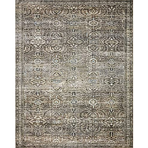 Loloi Layla Collection, LAY-13, Antique/Moss, 9'-6" x 14', .13" Thick, Area Rug, Soft, Durable, Vintage Inspired, Distressed, Low Pile, Non-Shedding, Easy Clean, Printed, Living Room Rug