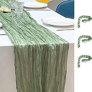 3 Pack 160 inch Sage Green Cheesecloth Table Runner-13.3ft Long Sage Table Runner Sheer Gauze Cheese Cloth Runner Sage Party Decorations for Wedding Reception, Baby Shower Bridal Shower Birthday Party