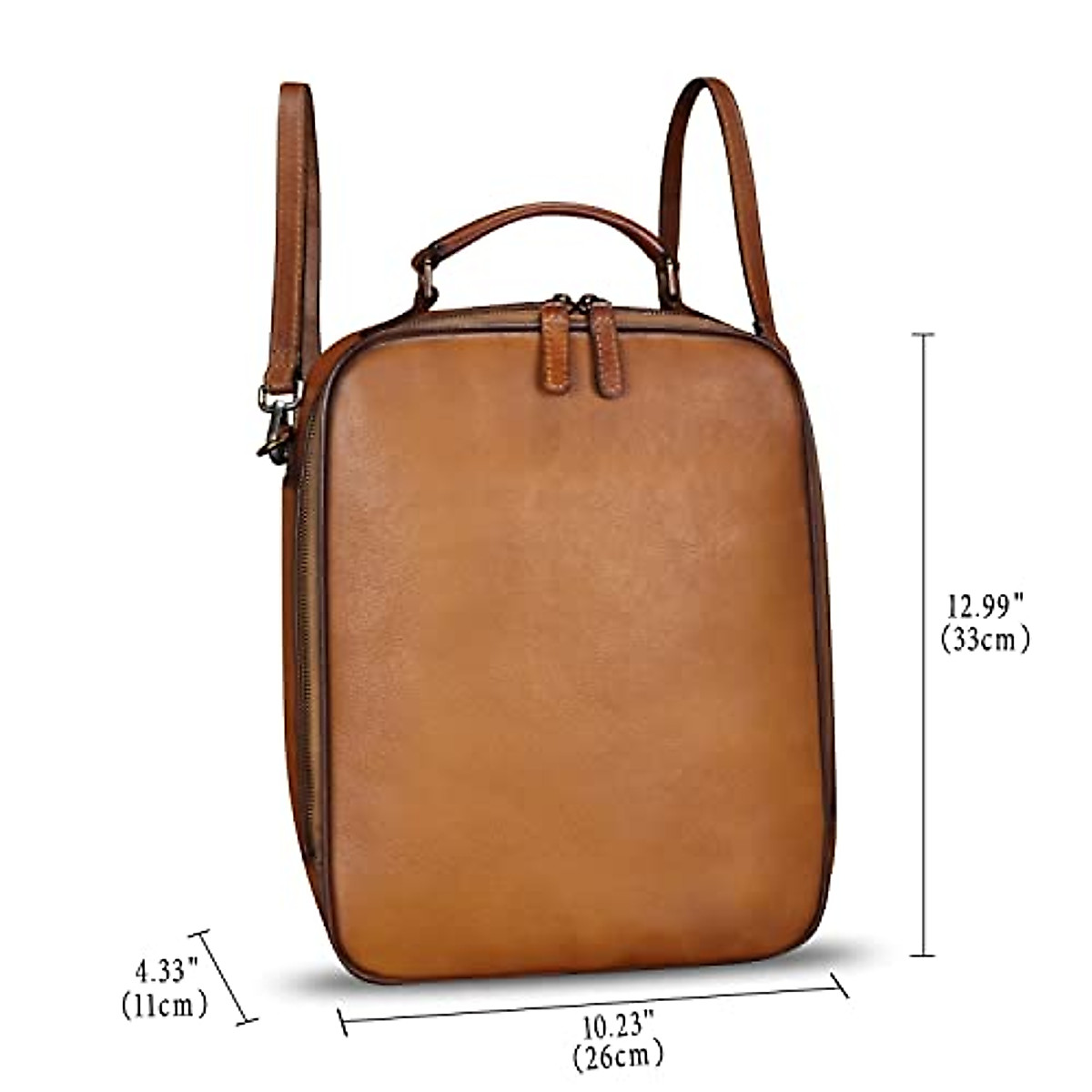 IVTG Genuine Leather BackpackVintage Knapsack Fashion Bookbag Handmade Retro Casual Satchel Daypack Purse (Brown)