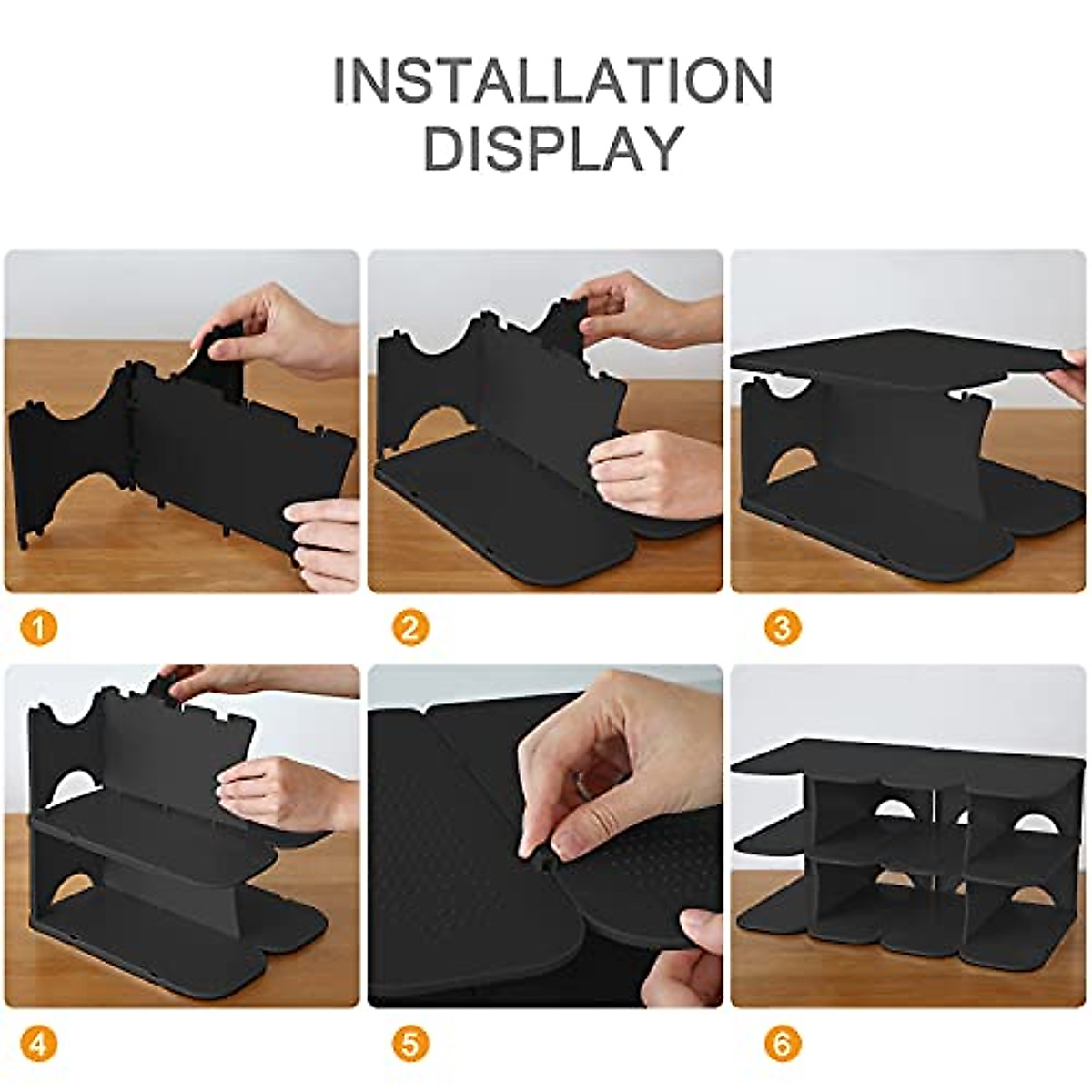 ACPOP 6-Tier Free-Standing Shoe Rack, Adjustable Shoe Shelf, Space Saving Shoes Storage Organizer Stand for Entryway, Hallway, Closet, Black