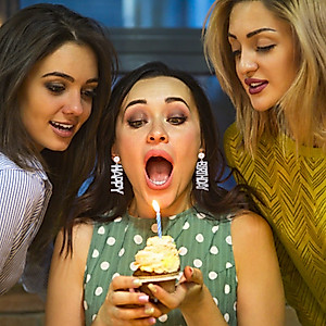 FAERLIIRY Birthday Earrings Beaded Earrings for Women Glitter HAPPY BIRTHDAY Letter Drop Dangle Acrylic Earrings Birthday Party Jewelry Gifts