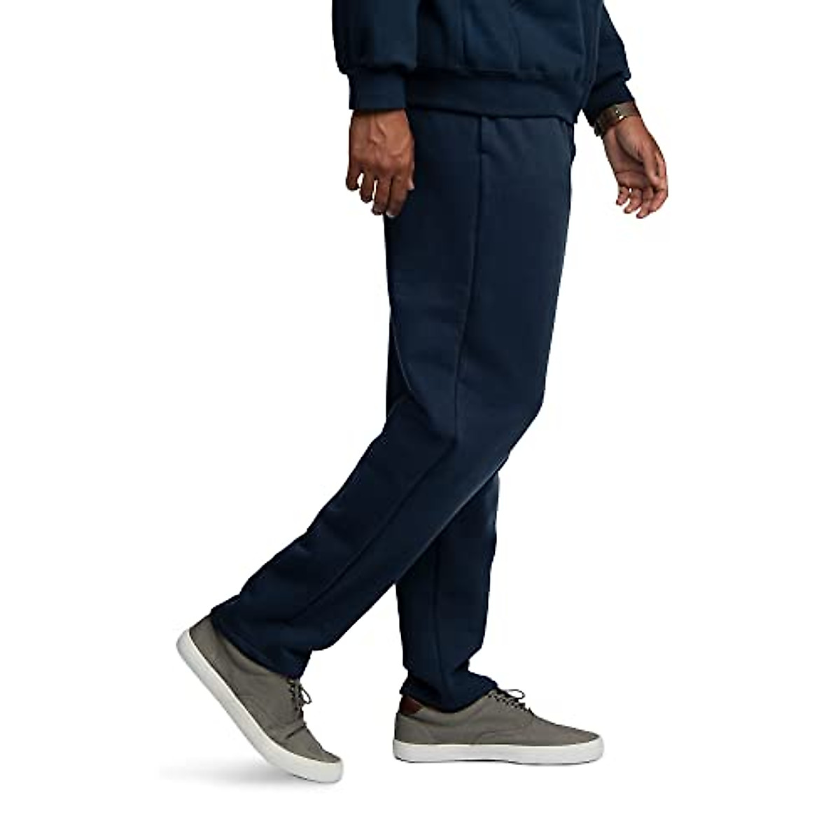 Fruit of the Loom Men's Eversoft Fleece Open Bottom Sweatpants with Pockets, Relaxed Fit, Moisture Wicking, Breathable, Navy, Medium