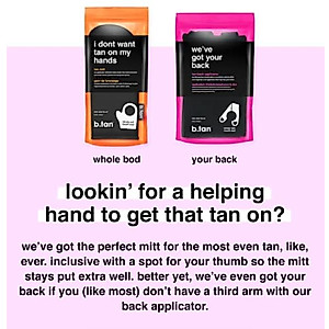 b.tan Back Self Tanning Applicator | We've Got Your Back - Best Sunless Tanner Body Mitt w/Handles, Streak-Free, Velvety Soft, Reusable, Washable, Great for Foam, Mousse, Gradual Lotion, & Drops