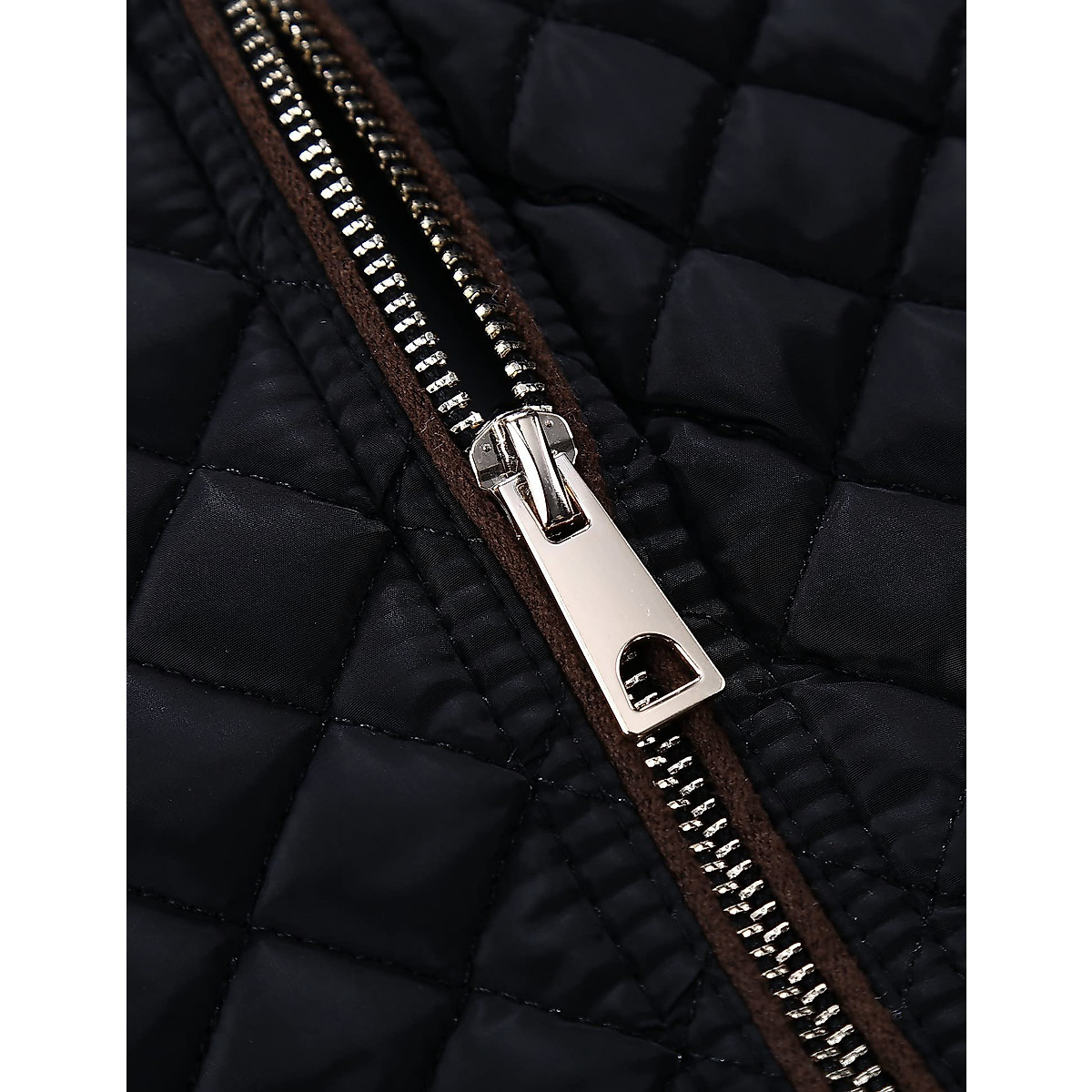 Bellivera Women's Stand Collar Lightweight Quilted Puffer Jacket Padded Zip Coat for Spring and Winter 087 black S