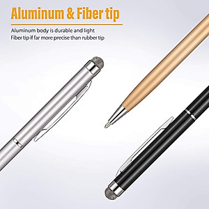 Outus 12 Pieces Stylus Pens for Touch Screens, Retractable Fiber Tip 2 in 1 Capacitive Stylus Ballpoint Pen Compatible with iPad iPhone Tablets Samsung All Universal Touch Screen Devices