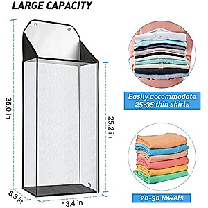 MaxGear Hanging Laundry Hamper, Over the Door Hamper with 2 Kinds of Hooks for Dirty Clothes Organizer, Mesh Wall Hanging Laundry Basket with Zipper for Bathroom, Wardrobe, Dormitory (Black-2 Pack)