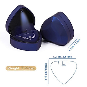 iSuperb Pendant Necklace Box with LED Light Heart Shape Jewelry Gift Box Bracelet Case for Anniversary Wedding Engagment (Blue)