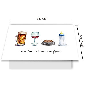 Funny Baby Shower Card for Boy Girls, Cute Baby Shower Congratulation Card, New Baby Card for New Mom Dad Parents, And Then There Were Four Card