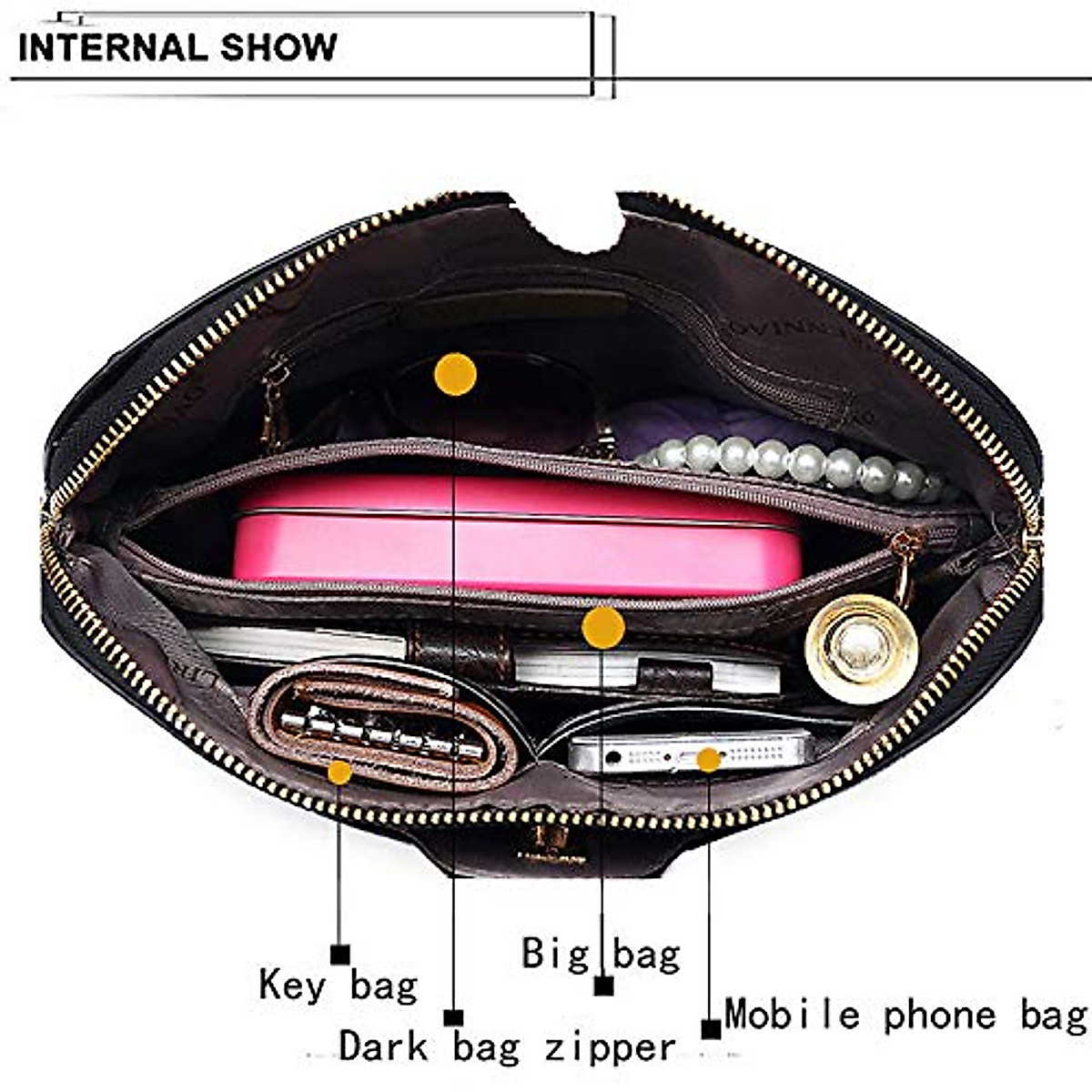 Goclothod Handbag Women Alligator Shoulder Bag Patent Leather Tote Purse