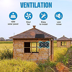 DC HOUSE 20W Solar Powered Dual Metal Shell Exhaust Fan Kit for Chicken Coops, Greenhouses, Sheds, Pet Houses, and Windows - Waterproof and Plug & Play