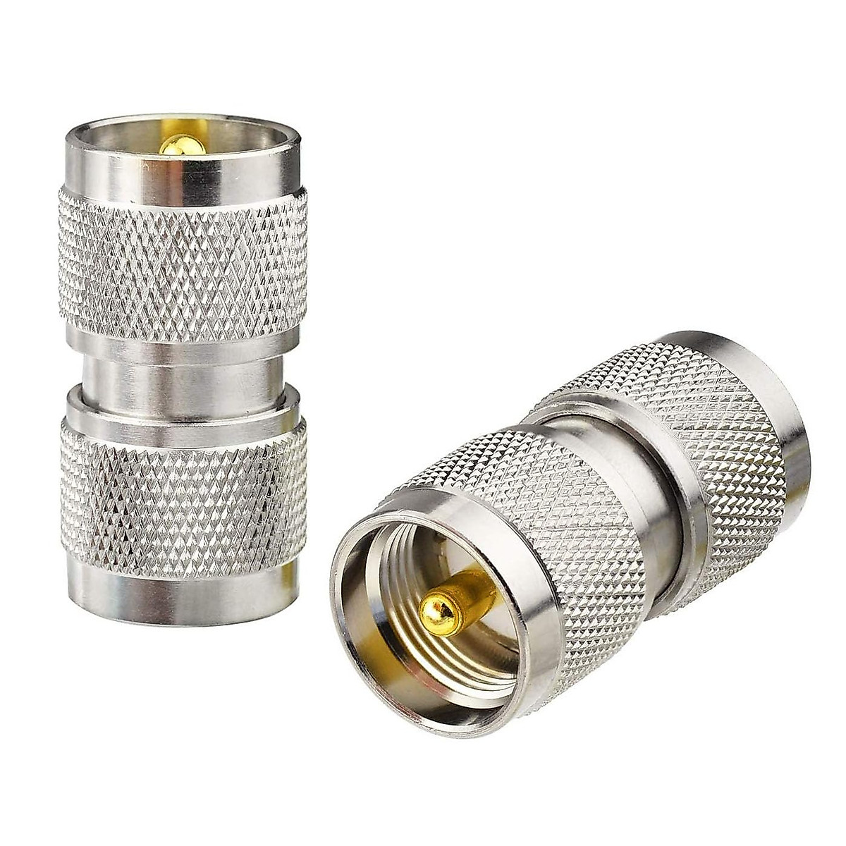 DHT Electronics RF coaxial Coax Adapter UHF Male to Male PL-259 Connector Pack of 2