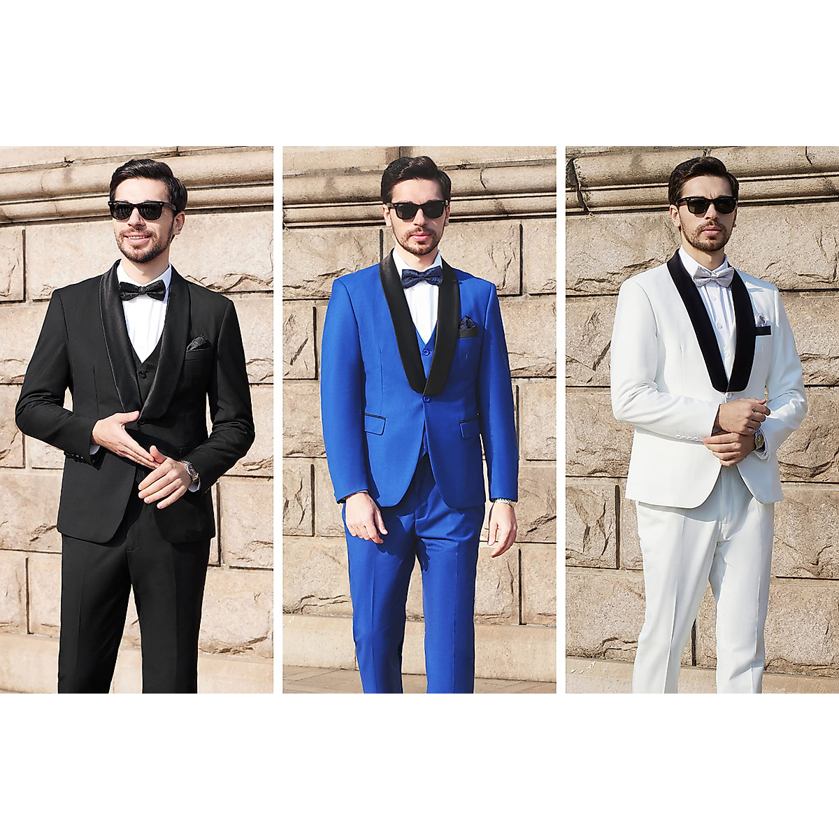 MAGE MALE Men's 3 Piece Suit Slim Fit Solid Shawl Lapel One Button Party Wedding Tuxedo Suits Blazer Jacket Vest Pants Set Dark Green