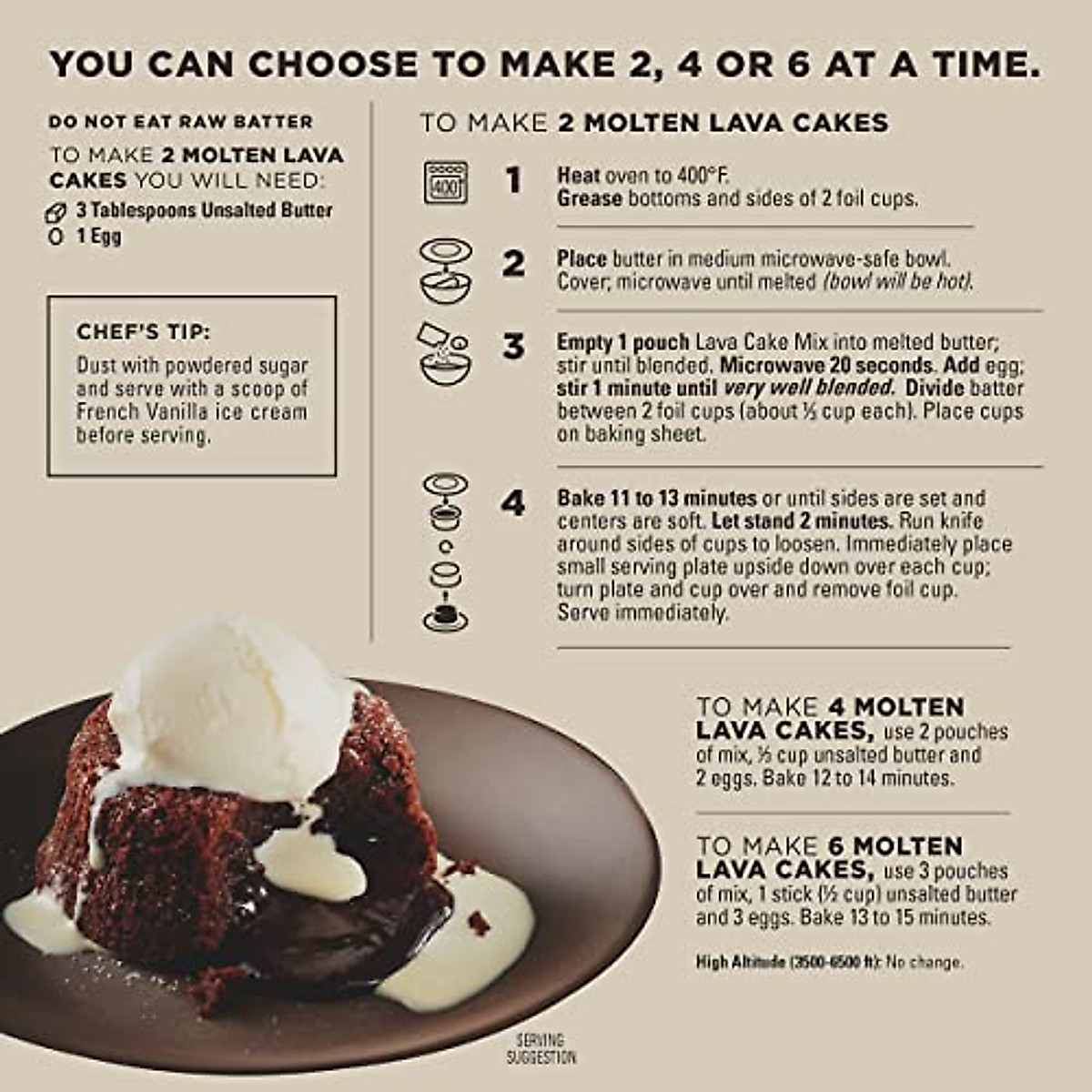 Godiva Molten Lava Cakes Baking Mix, Makes 6 Cakes, 10.4 Ounces
