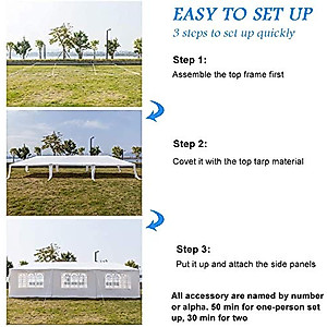 10'x30' Outdoor Canopy Party Wedding Tent,Sunshade Shelter,Outdoor Gazebo Pavilion with Removable Sidewalls Easy Set Gazebo BBQ Pavilion Canopy Cater Events (White/ 8 Removable Sidewalls)