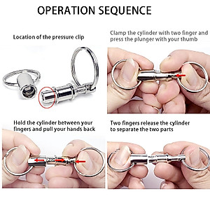 Tenalleys 4 Pack Quick Release Keychain Detachable Pull Apart Keychain Dual Pull Apart Key Chain(Silver)