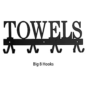 MINCORD Towel Rack Wall Mount Black Metal Rustproof and Waterproof Towel Holder for Bathroom Bedroom Kitchen Pool Beach Towels,Bathrobes,Robes,Coats,Keys - 8 Hooks